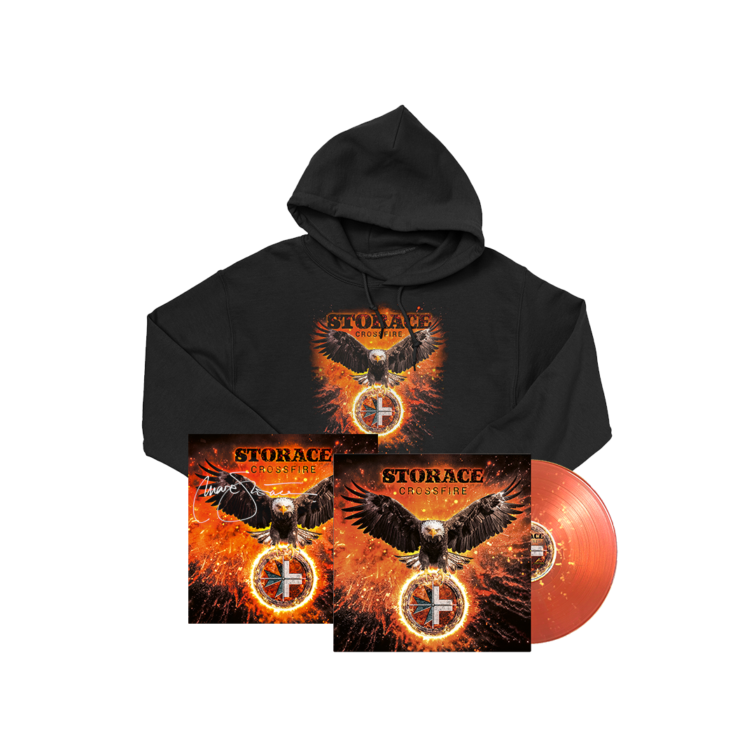 Storace - Crossfire - 1LP Red/Yellow Splatter, Hoodie, Art Card (signe